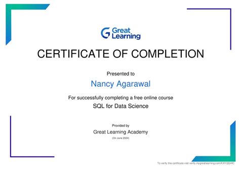 Sql For Data Science Certificate