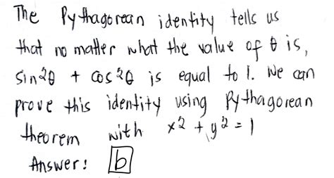 Solved What Equation Is The Pythagorean Identity A C B D Sit