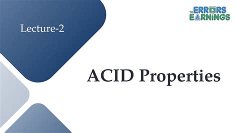 Acid Properties Of Sql Errors To Earnings Youtube
