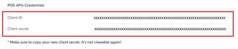 pos apis credentials developer portal