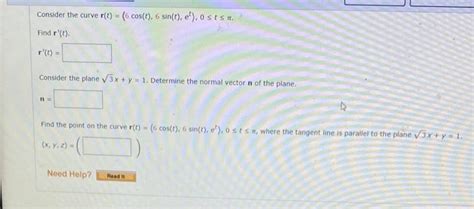 solved consider the curve r t 6cos t 6sin t et 0≤t≤π
