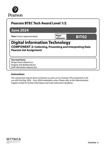 Dit Component 2 Collecting Presenting And Interpreting Data Pearson