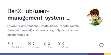 GitHub BenXHub User Management System With Crud Student Form That Can Create Read Update