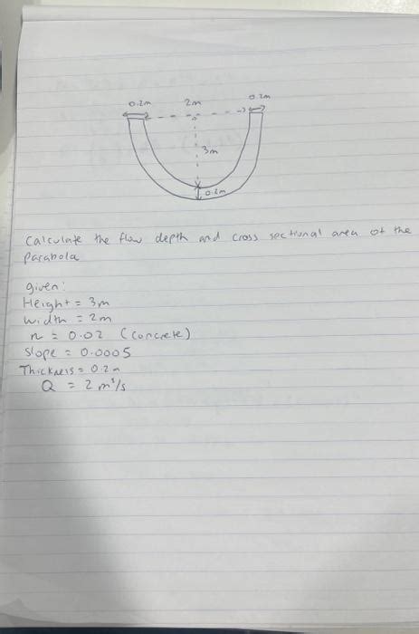 Solved Calculate The Flow Depth And Cross Sectional Area Of Chegg Com