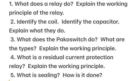 Solved 1 What Does A Relay Do Explain The Working