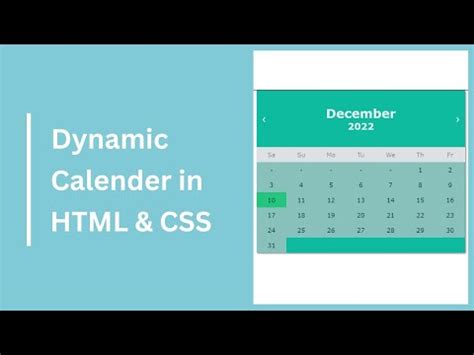Create A Dynamic Calendar In Html Css Javascript Calendar In Html And Css Kodeology Youtube
