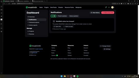 Error When Refreshing Notifications Page · Issue 1309 · Modrinth