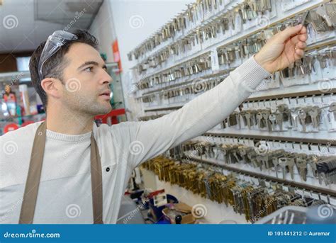 Professional With Different Types Keys In Locksmith Stock Photo Image Of Seller Duplicate