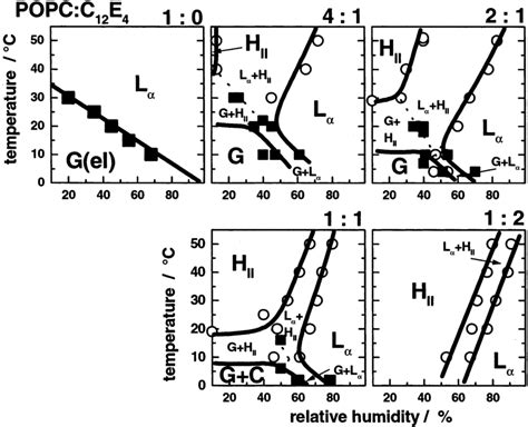 Rh T Phase Diagrams Of Popc And Of Popc C12e4 Mixtures Rd L 0 25