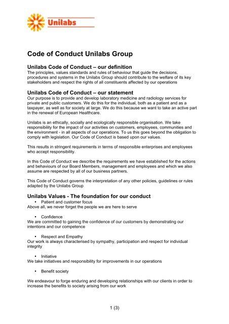 Code Of Conduct Unilabs Group