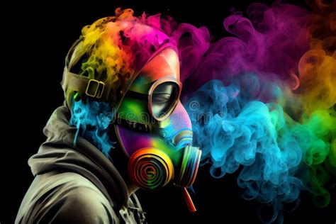Conception Of A Hacker With Color Smoke In Background Stock