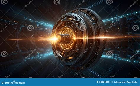 A Particle Collider With Beams Of Light And Energy Particles Stock Illustration Illustration