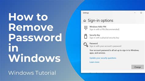 How To Remove Password In Windows Full Tutorial YouTube