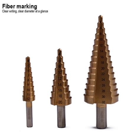 Harden Metal Step Drill Bit Set 3pcs 4 32mm Titanium Coated Har 614143