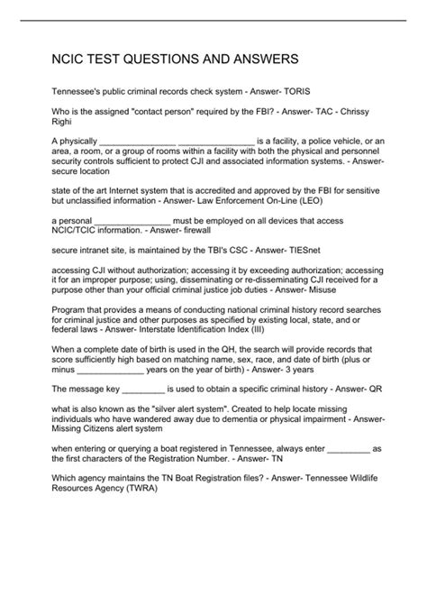 Ncic Test Questions And Answers Ncic Stuvia Us