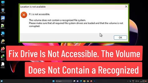 Fix Drive Is Not Accessible The Volume Does Not Contain A Recognized File System Error Youtube