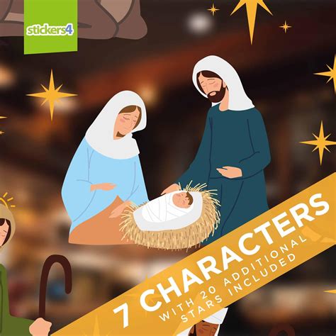 Nativity Character Window Stickers With Bonus Stars