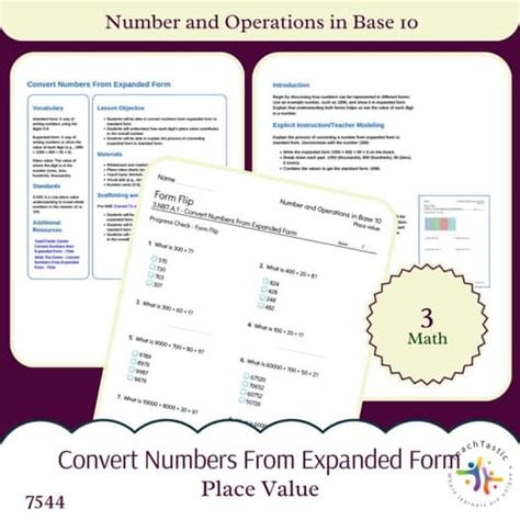 Convert Numbers From Expanded Form Lesson Plan And Worksheet Pack 7544