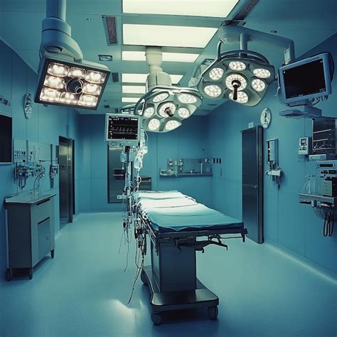 Modern Hospital Operating Room with Advanced Equipment Monitors and ...