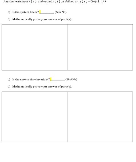 solved a system with input x t and output ylt is defined