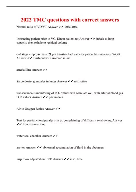 2022 TMC Questions With Correct Answers 2022 TMC Stuvia US