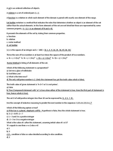 An Introduction To Sets Relations Functions Logic And Reasoning Pdf Function