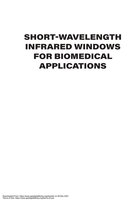 Pdf Short Wavelength Infrared Windows For Biomedical Applications