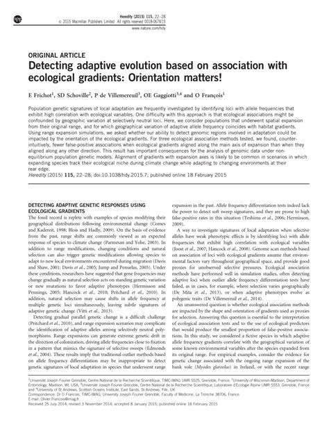Pdf Detecting Adaptive Evolution Based On Association With Ecological Gradients Orientation