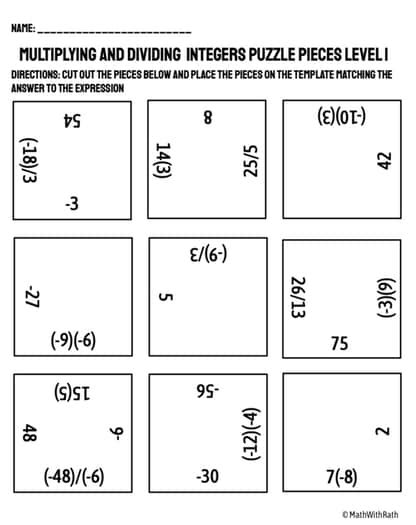 Integer Property Puzzles By Math With Rath Tpt