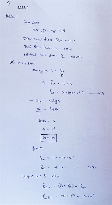 [solved] an amplifier of power gain 20 db has an input consisting of