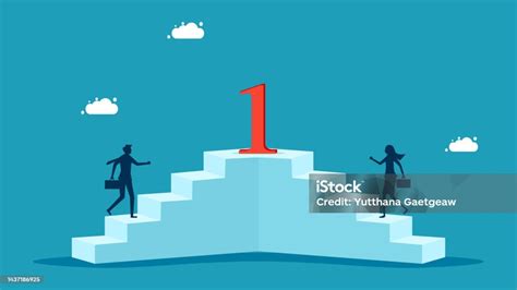 우수성을 위해 경쟁하십시오 사업가는 1 위를 놓고 경쟁하기 위해 계단을 걸어 올라간다 개발에 대한 스톡 벡터 아트 및 기타 이미지 개발 결심 경쟁 Istock