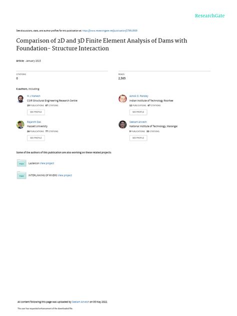 Comparison Of 2d And 3d Finite Element Analysis Of Dams With Foundation