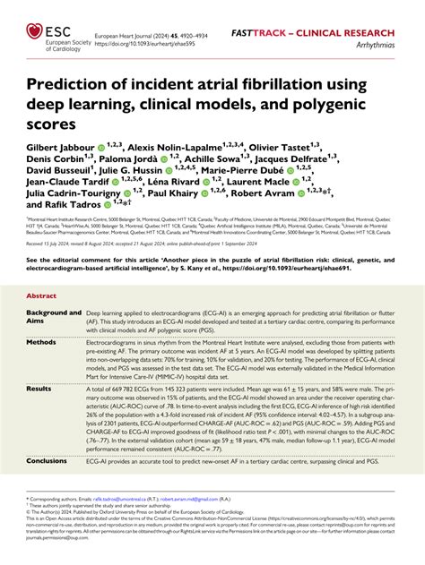 Pdf Prediction Of Incident Atrial Fibrillation Using Deep Learning