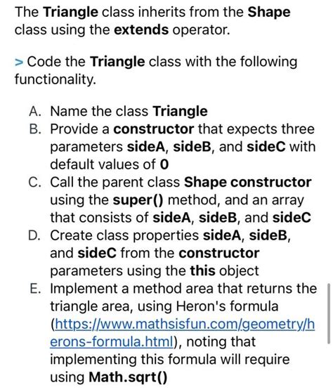 Solved The Triangle Class Inherits From The Shape Class