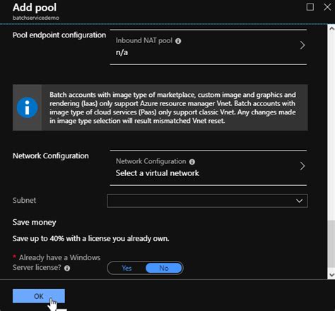 Deploying An Azure Batch Job From Azure Portal
