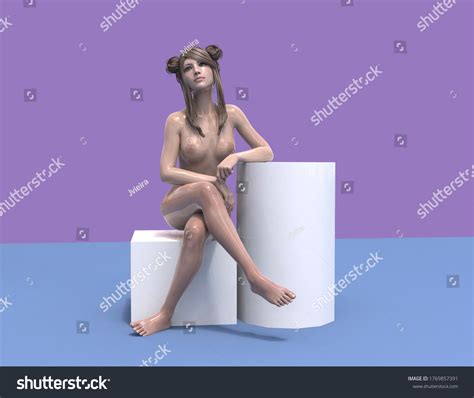 Naked Woman Artistic Pose D Render Stock Illustration Shutterstock