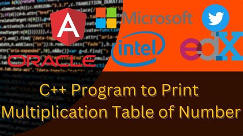 C Program To Print Multiplication Table Of Numbers How To Write Program Of Multiplication