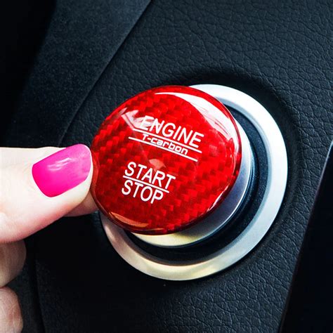 Carbon Fiber Car Engine Start Stop Button Decorative Sticker Cover For