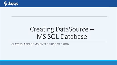 Datasource Creation Ms Sql Youtube