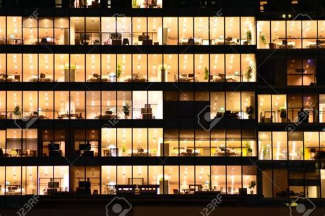 Glass Building Facade Night