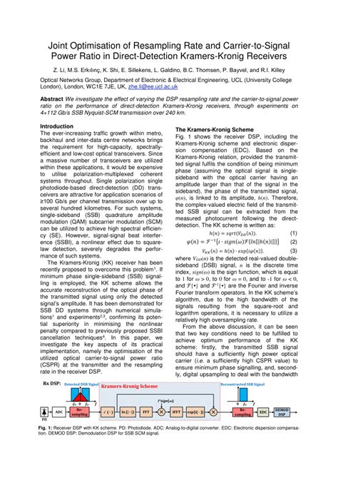 Pdf Joint Optimisation Of Resampling Rate And Carrier To Signal Power