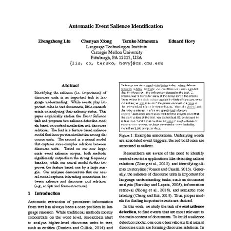 Automatic Event Salience Identification Acl Anthology