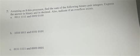 solved assuming an 8 bits processor find the sum of the