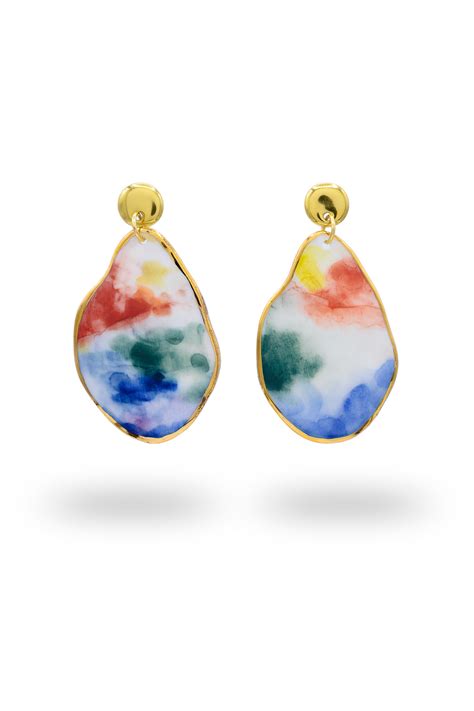 Cercei Versatili Dangling Colors Porțelan și Aur Pentru Cadouri Excepționale