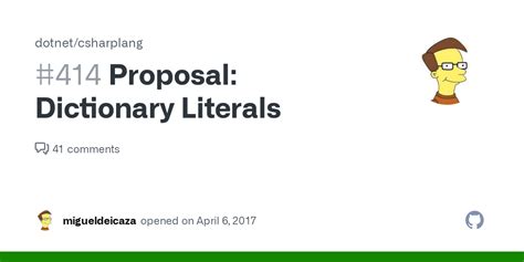 Proposal Dictionary Literals Issue Dotnet Csharplang GitHub