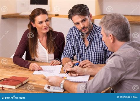 Couple Meeting Financial Advisor Stock Image Image Of Expertise