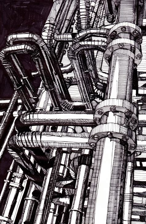 Abstract Drawing Of Pipes And Piping Lines