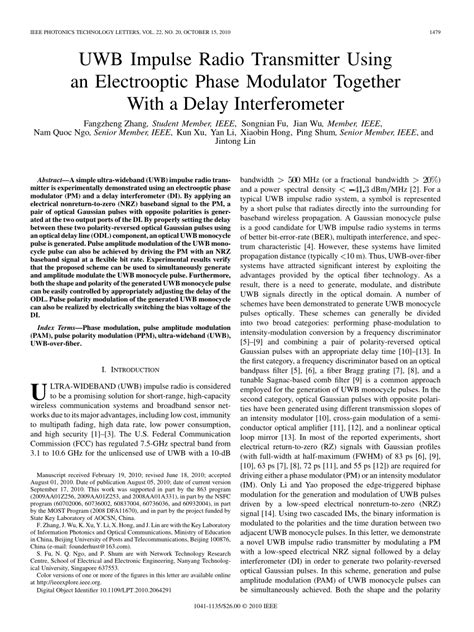 Pdf Uwb Impulse Radio Transmitter Using An Electrooptic Phase