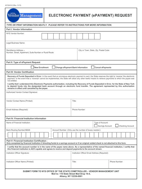 Fillable Online Electronic Payment Epayment Request Form Fax Email