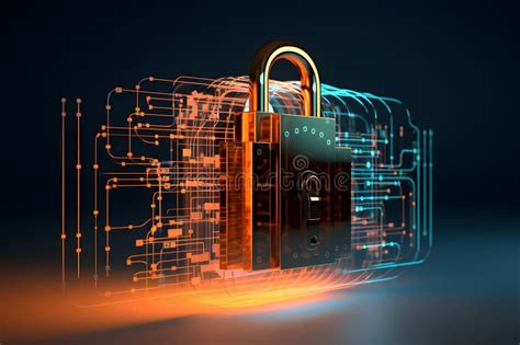 Lock With Circuit Pattern Concept Of Data Security Cybersecurity Cyber Defense Etc Stock